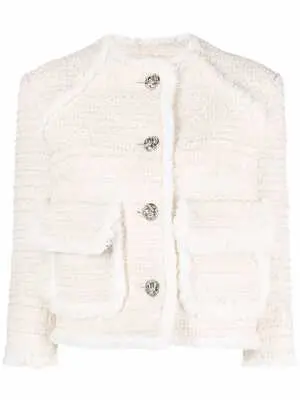 PHILIPP PLEIN Embroidered Bouclé Cropped Blazer