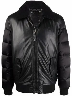 Philipp Plein Padded Leather Bomber Jacket