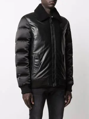 Philipp Plein Padded Leather Bomber Jacket