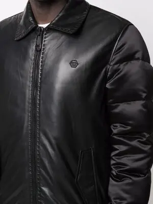Philipp Plein Padded Leather Bomber Jacket
