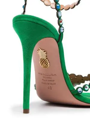 AQUAZZURA Tequila 105mm Suede Sandals - Green