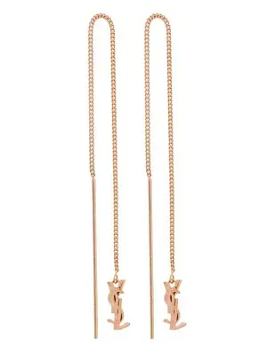 Saint Laurent Monogram Drop Chain Earrings