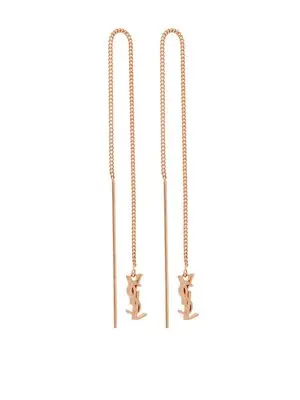 Saint Laurent Monogram Drop Chain Earrings