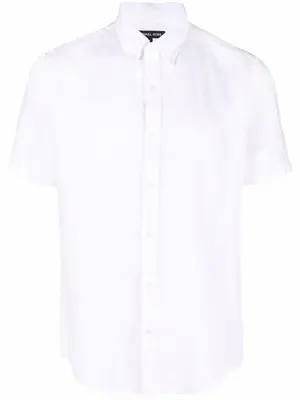 Michael Kors Button-down Short-sleeve Linen Shirt