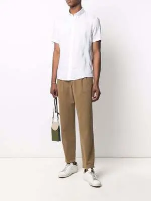 Michael Kors Button-down Short-sleeve Linen Shirt
