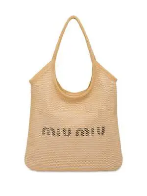 Miu Miu Logo-print Raffia Tote Bag