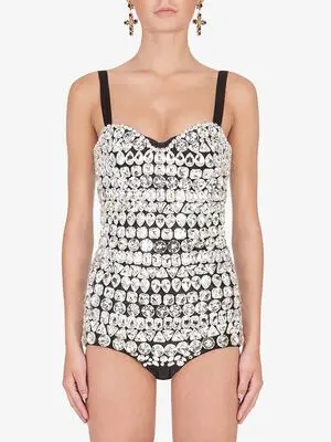 Dolce & Gabbana Sweetheart-neck Embellished Bodysuit