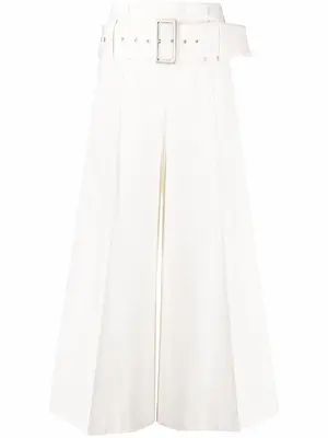 10 CORSO COMO High-waisted Wide-leg Trousers - White