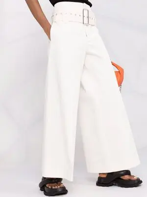 10 CORSO COMO High-waisted Wide-leg Trousers - White
