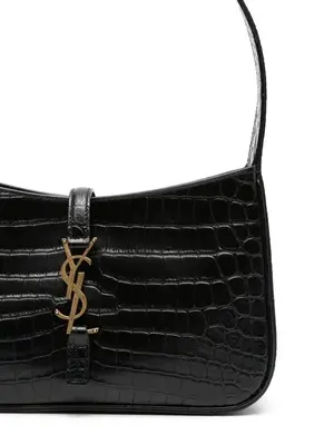 Saint Laurent 5a7 Crocodile-effect Shoulder Bag - Black