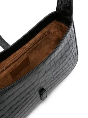 Saint Laurent 5a7 Crocodile-effect Shoulder Bag - Black