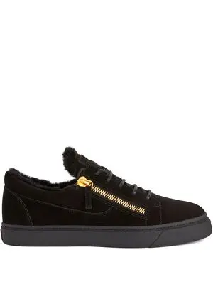 GIUSEPPE ZANOTTI Frankie Shearling-trimmed Sneakers - Black