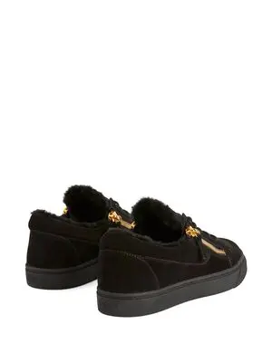GIUSEPPE ZANOTTI Frankie Shearling-trimmed Sneakers - Black
