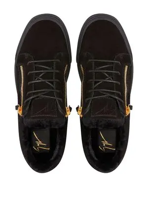 GIUSEPPE ZANOTTI Frankie Shearling-trimmed Sneakers - Black