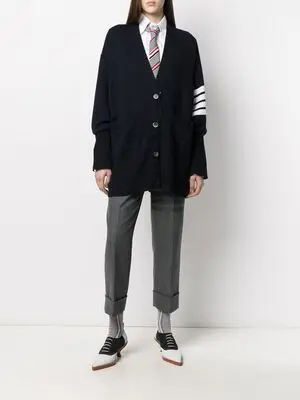 Thom Browne Oversized 4-bar Stripe Cardigan - Blue