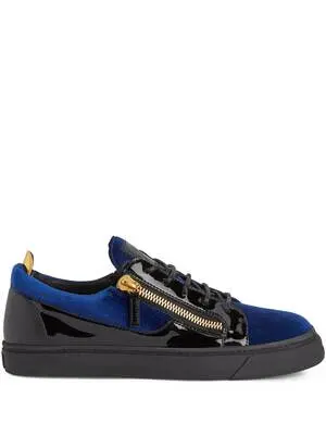 GIUSEPPE ZANOTTI Frankie Double-zip Low-top Velvet Sneakers