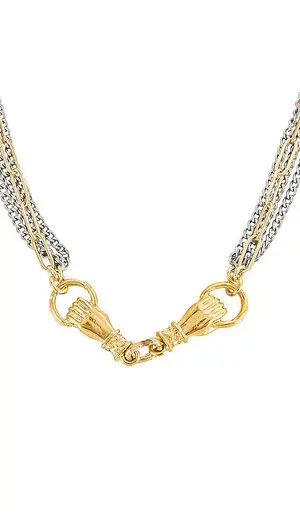 NATALIE B JEWELRY Come Together Necklace In Metallic Silver