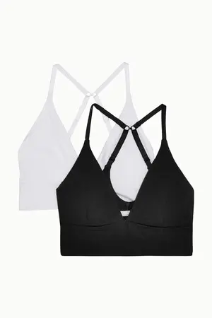 Skin Net Sustain Helen Set Of Two Organic Pima Cotton-blend Jersey Soft-cup Triangle Bras - Black