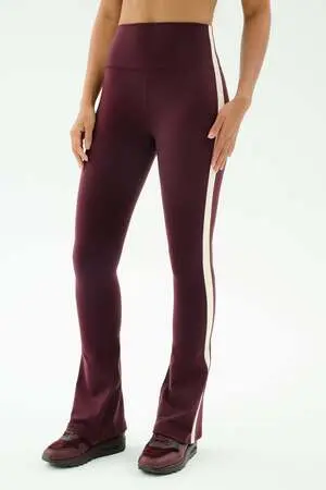 Splits59 Raquel High-waist Flared Leggings - Dark Cherry/creme