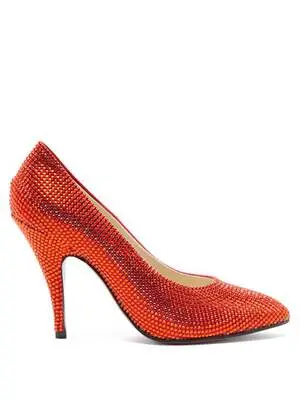 FERRAGAMO Salvatore Ferragamo - Marilyn Crystal And Satin-faced Leather Pumps - Womens - Red - Red