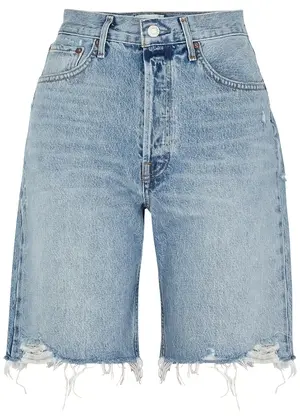 AGOLDE 90's Blue Distressed Longline Shorts