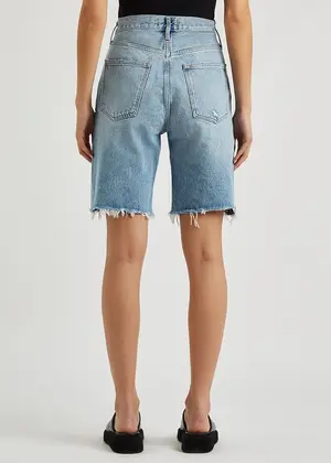 AGOLDE 90's Blue Distressed Longline Shorts
