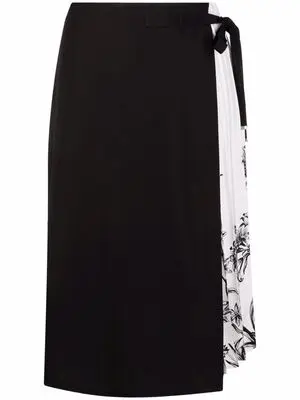 FERRAGAMO Pleated Silk Wrap Skirt
