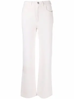 BARRIE Stitch Detail Flared Trousers - White
