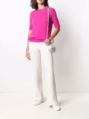 BARRIE Stitch Detail Flared Trousers - White