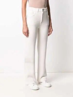 BARRIE Stitch Detail Flared Trousers - White