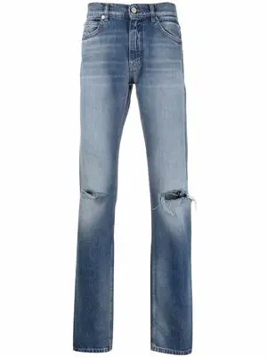 Versace Distressed-effect Straight-leg Jeans