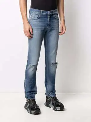 Versace Distressed-effect Straight-leg Jeans