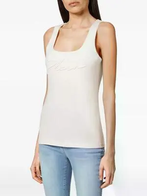Philipp Plein Logo-embroidered Tank Top - Neutrals