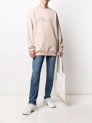 Philipp Plein Embroidered-logo Sweatshirt - Neutrals