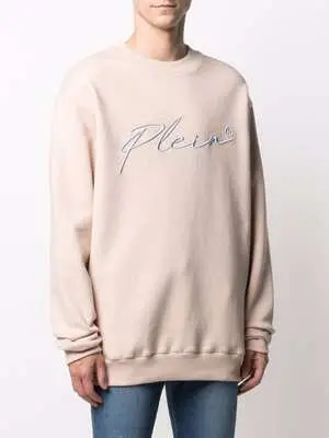 Philipp Plein Embroidered-logo Sweatshirt - Neutrals