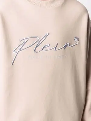 Philipp Plein Embroidered-logo Sweatshirt - Neutrals
