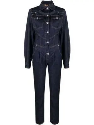 Philipp Plein Slim-cut Denim Jumpsuit - Blue