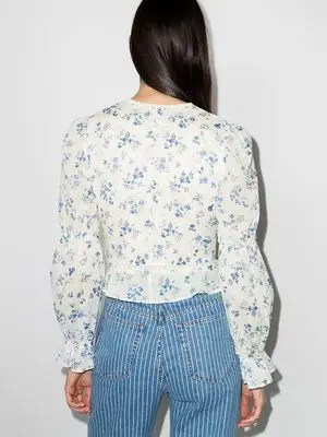 REFORMATION Meadowlark V-neck Cropped Blouse