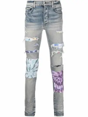 Amiri Bandana-underlay Distressed Slim-fit Jeans