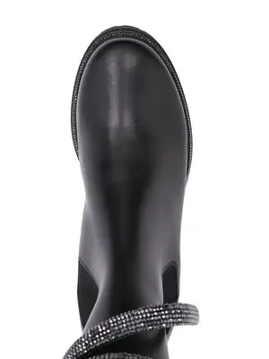Rene Caovilla Snake-embellished Leather Ankle Boots - Black