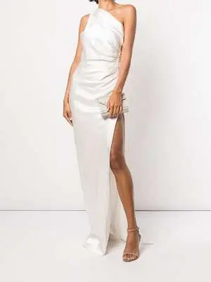 Michelle Mason One-shoulder Gown - White