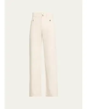 Veronica Beard Taylor High-rise Wide-leg Jeans - Ecru