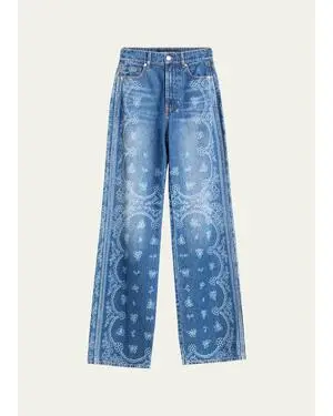 Veronica Beard Taylor High-rise Wide-leg Jeans - Indigo