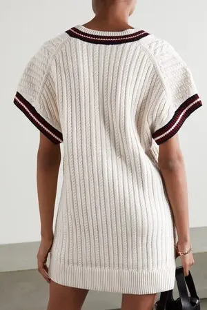 Victoria Beckham - Striped Cable-knit Mini Dress