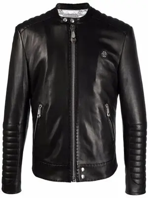 Philipp Plein Iconic Leather Jacket - Black