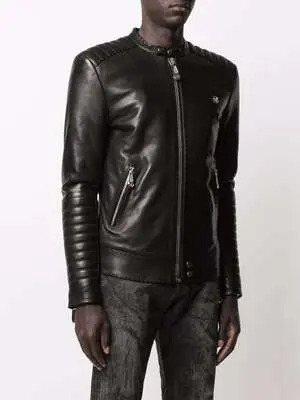 Philipp Plein Iconic Leather Jacket - Black