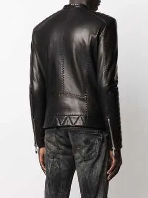 Philipp Plein Iconic Leather Jacket - Black
