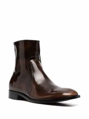 MAISON MARGIELA Waxed Leather Ankle Boots