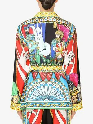 Dolce & Gabbana Carretto-print Belted Pajama Shirt