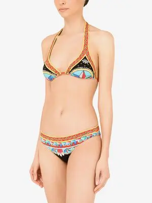 Dolce & Gabbana Carretto-print Triangle Bikini - Black